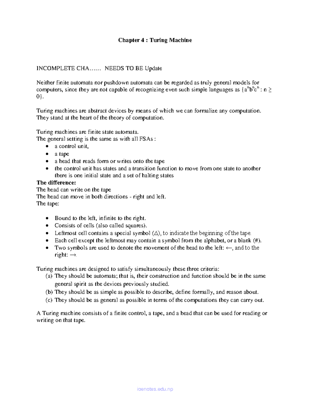 Chapter 4-turing-machine - Chapter 4 : Turing Machine INCOMPLETE CHA ...