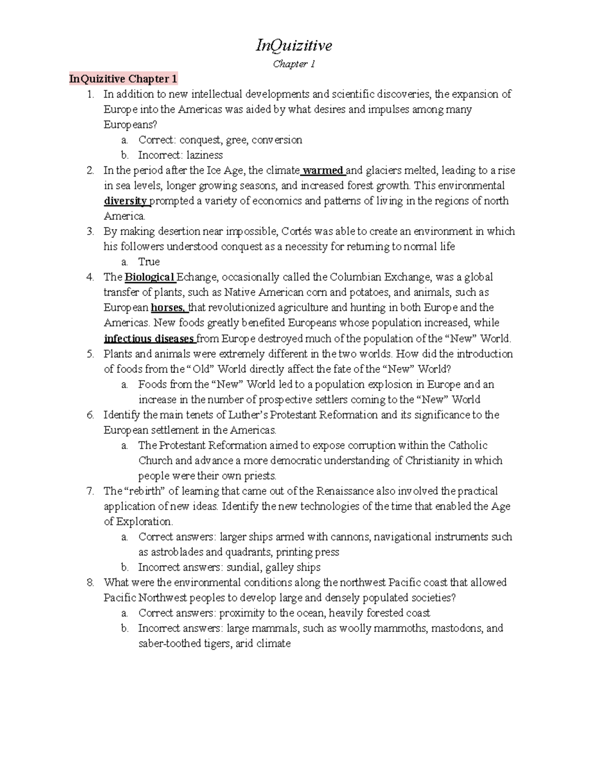 In Quizitive Chapter 1 - InQuizitive Chapter 1 InQuizitive Chapter 1 In addition to new ...