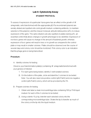 Lab 4 student protocol - BSC 577L - USM - Studocu