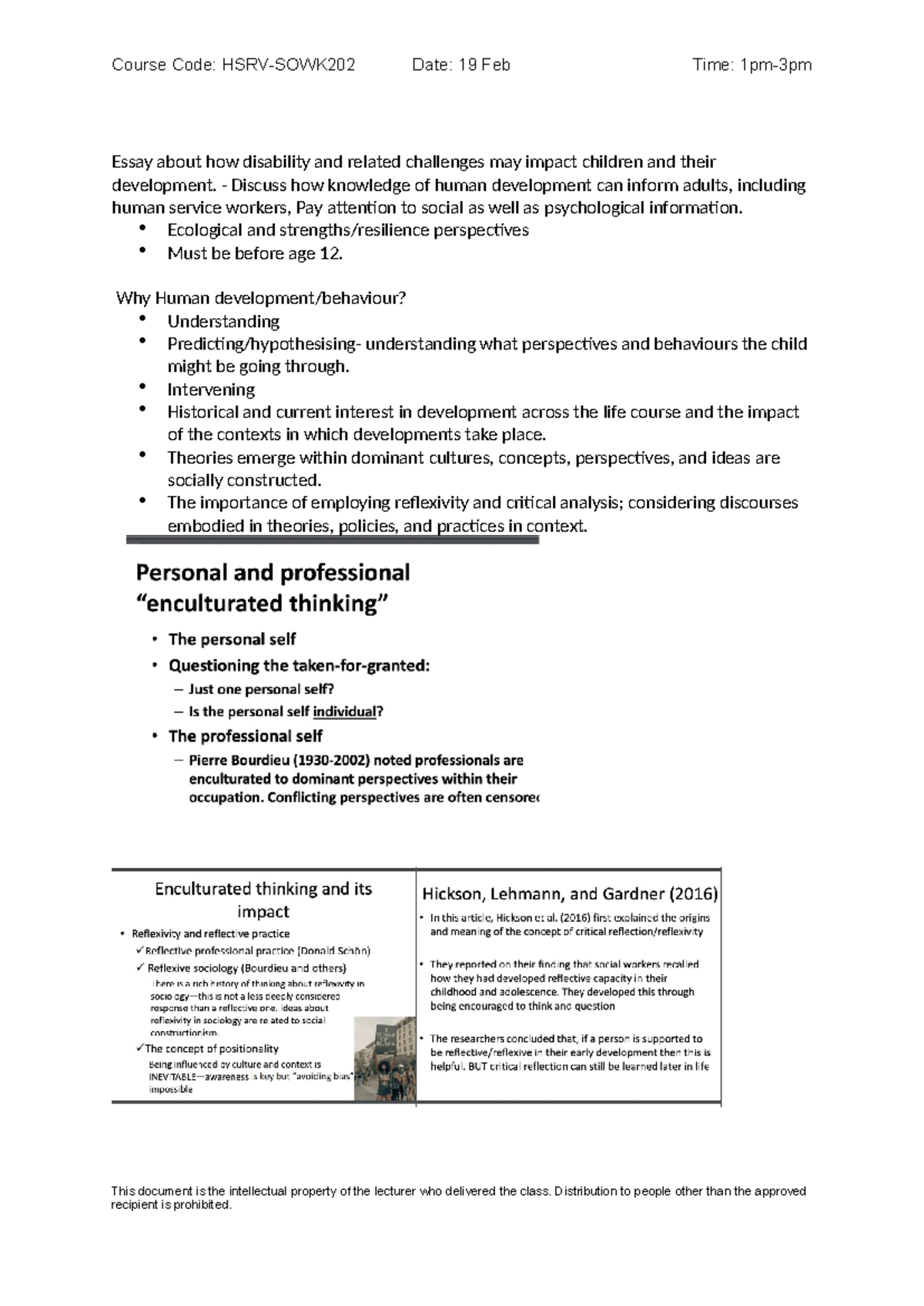 2024-02-19- HSRV-SOWK202-Week 1- Notes - Course Code: HSRV-SOWK202 Date ...