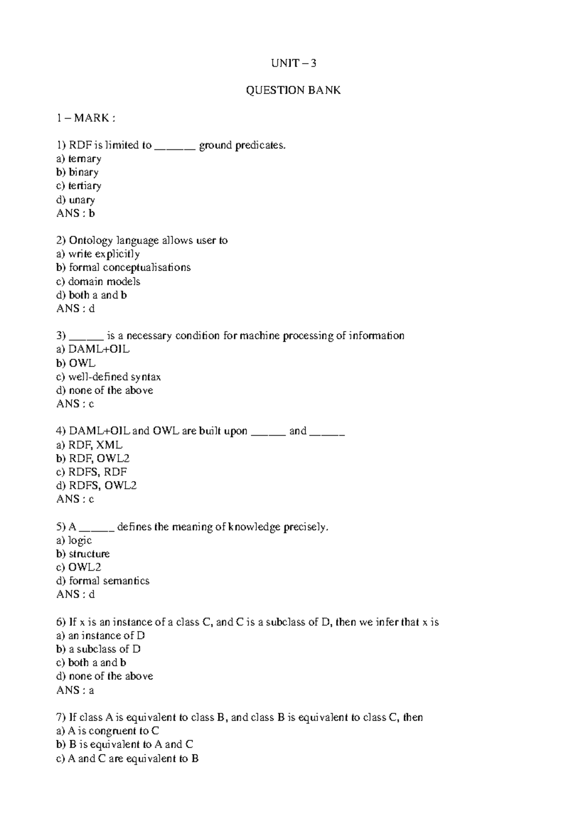 Unit 3 qb - Contains question bank for unit 3 - UNIT – 3 QUESTION BANK ...