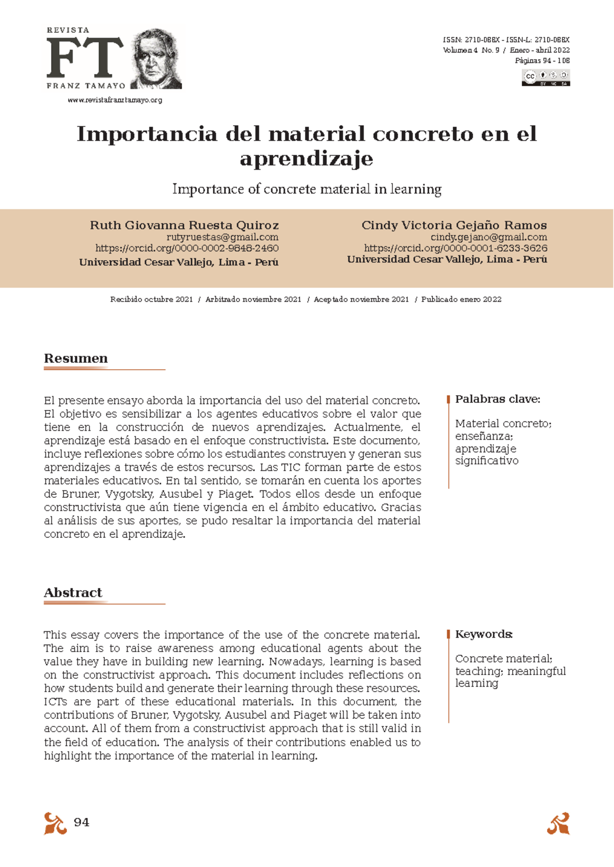 Articulo-ensayo-1-ft-n9v4 - ####### 94 ISSN: 2710-088X - ISSN-L: 2710 ...
