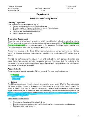 Network Management Ch1 - Lecture 1 - Network Management Lecture 1 : Setting the Stage What is ...