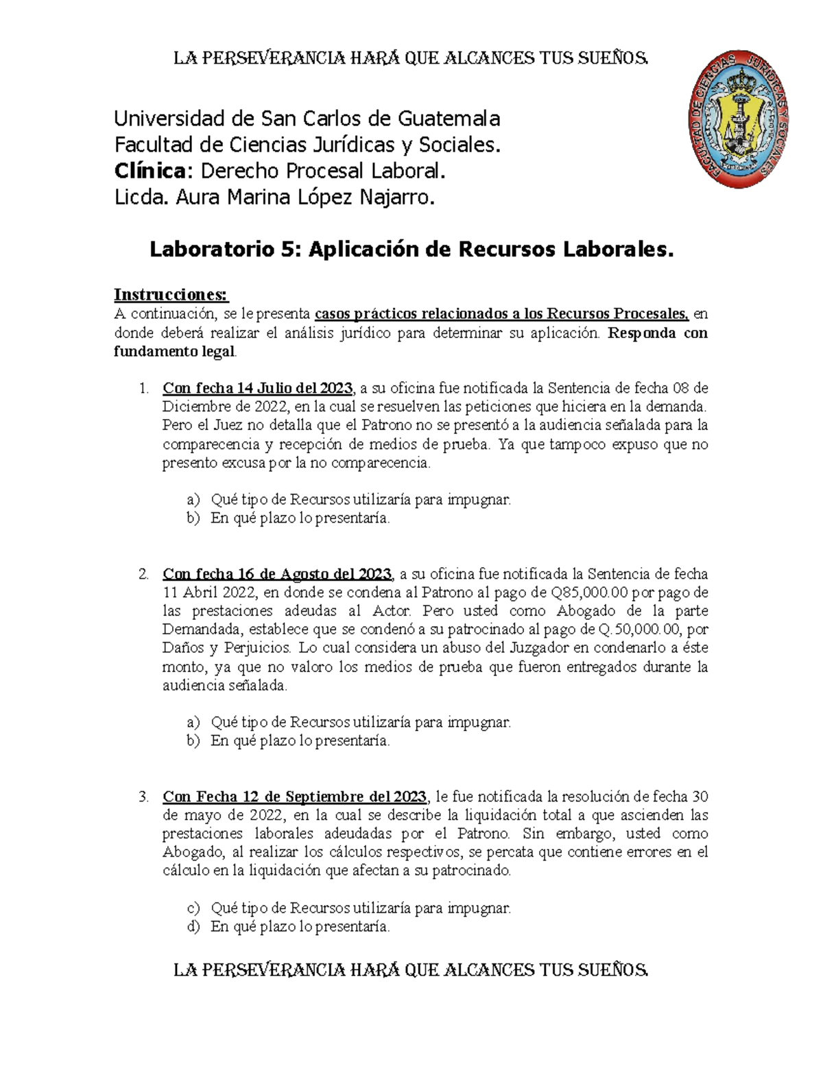 Lab 5. Recursos Laboral. 2023 - La perseverancia hará que alcances tus ...