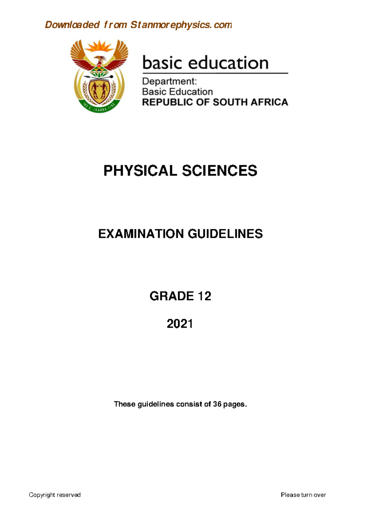 Physical Sciences Grade 12 Exam Guidelines 2021 - PHYSICAL SCIENCES ...