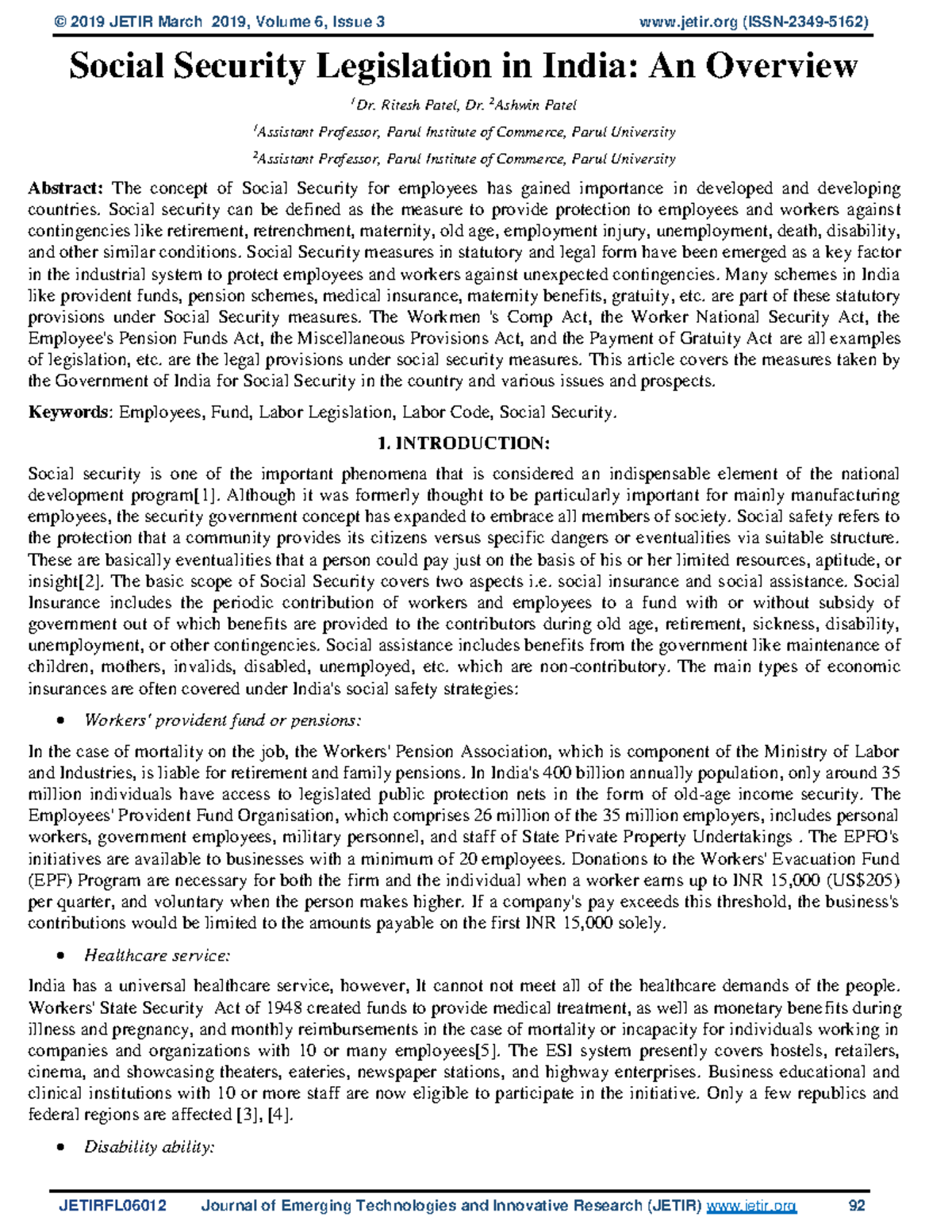 Social security legislation and overview - Social Security Legislation ...