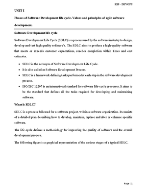 Dev Ops Unit 1 - UNIT - I Introduction: Introduction, Agile development model, DevOps, ITIL ...