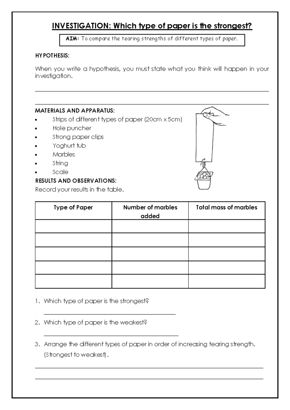 Investigation-What type of paper is the strongest - INVESTIGATION ...