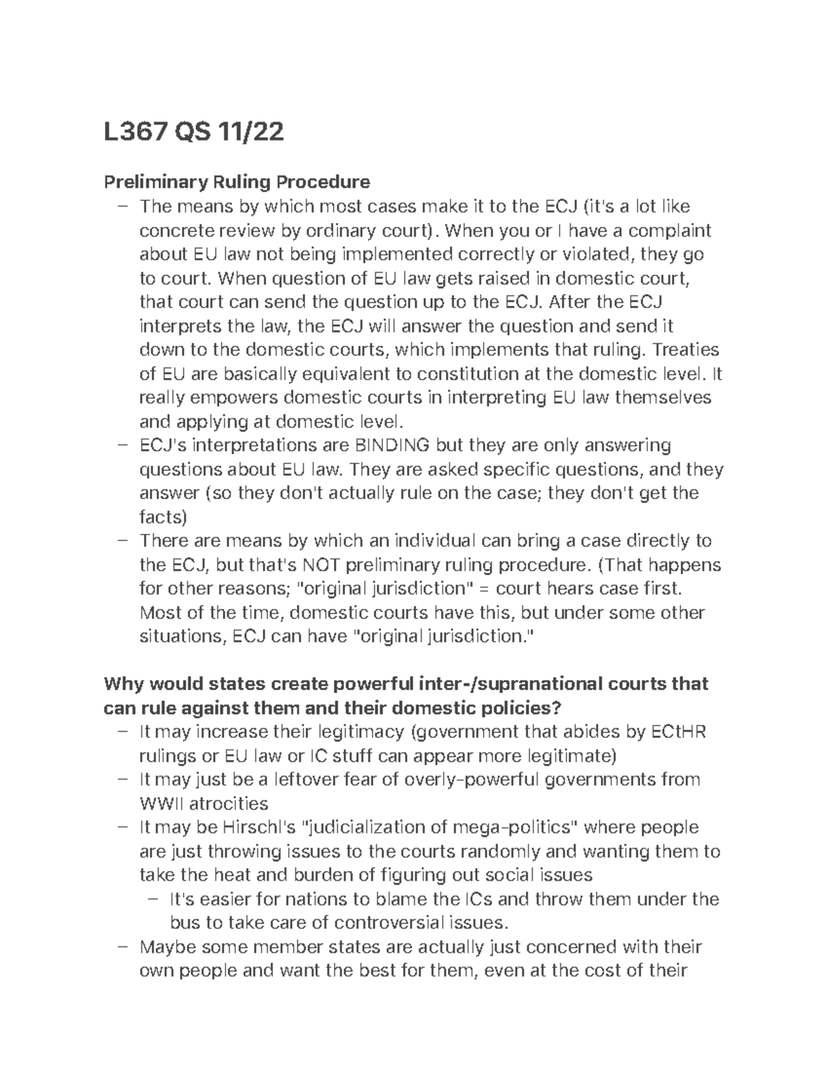 LSJ 367 Lecture Notes Week 10 - – – – – – – – – L367 QS 11/ Preliminary ...