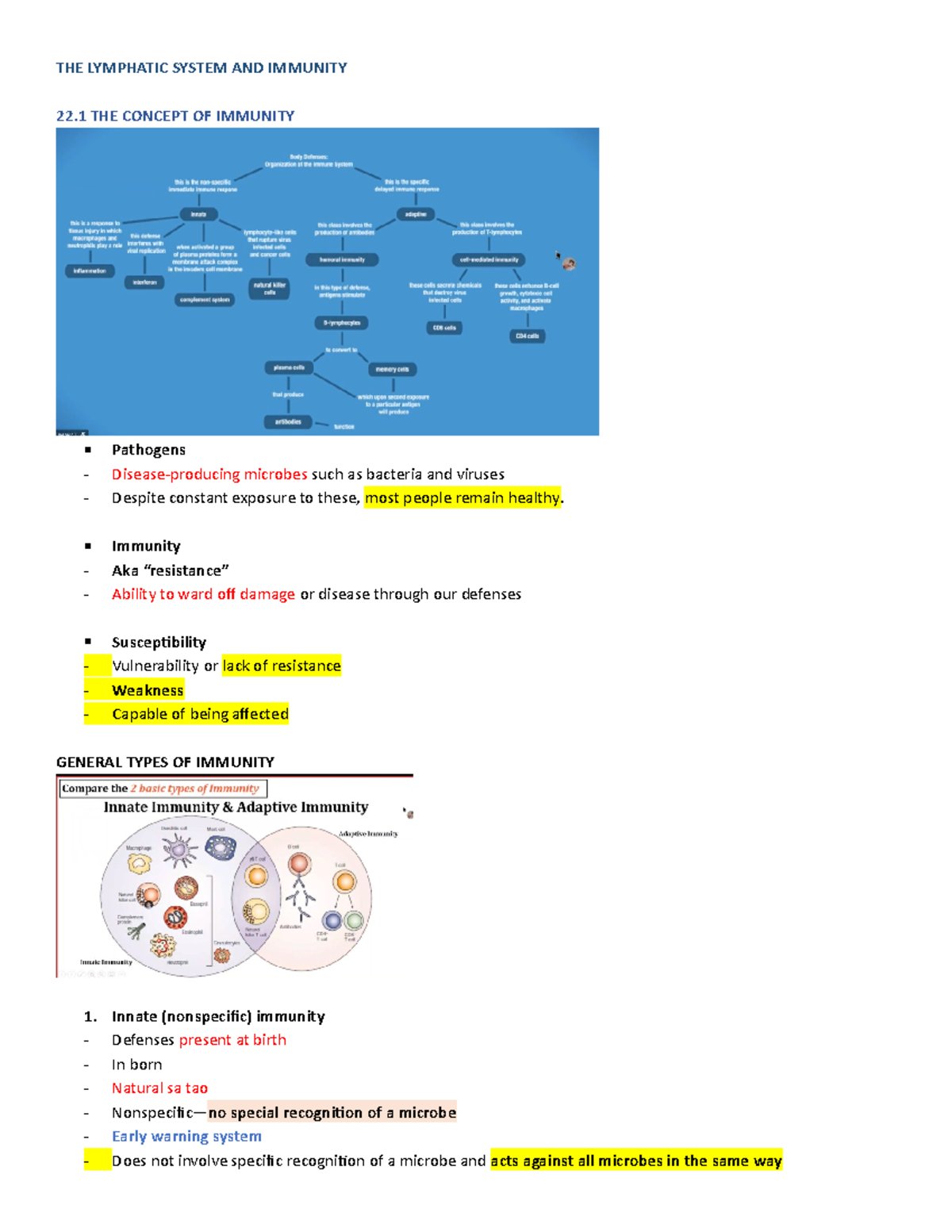 Lymphatic Syatem - Lecture notes 1 - THE LYMPHATIC SYSTEM AND IMMUNITY ...