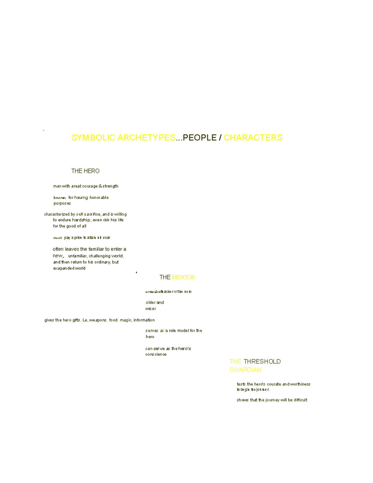 Archetype chart - assignment from science - ?• SYMBOLIC ARCHETYPES ...