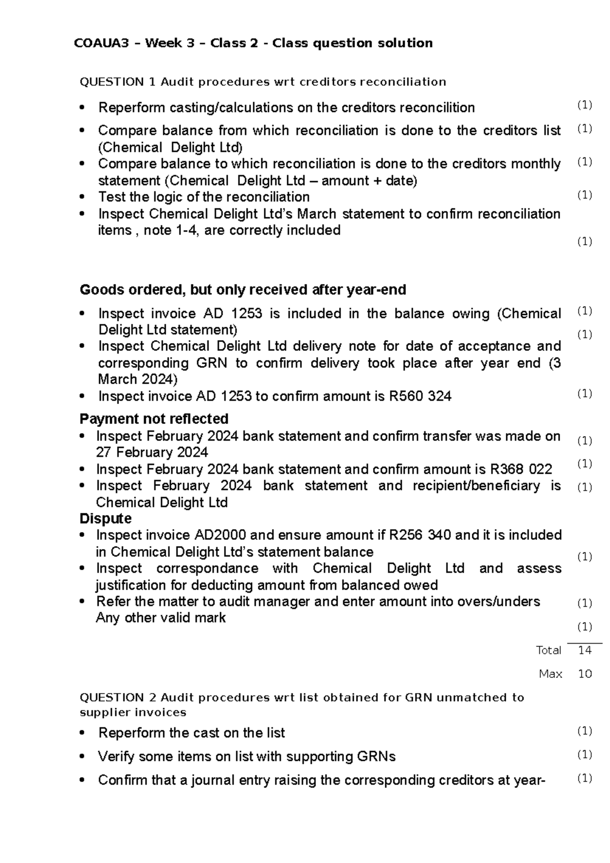Coaua 3 - Week 3 - Class 2 - Class question solution - COAUA3 – Week 3 – Class 2 - Class ...