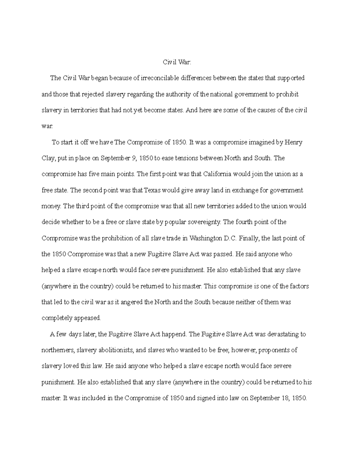 Civial War - essay about civil war - Civil War: The Civil War began ...