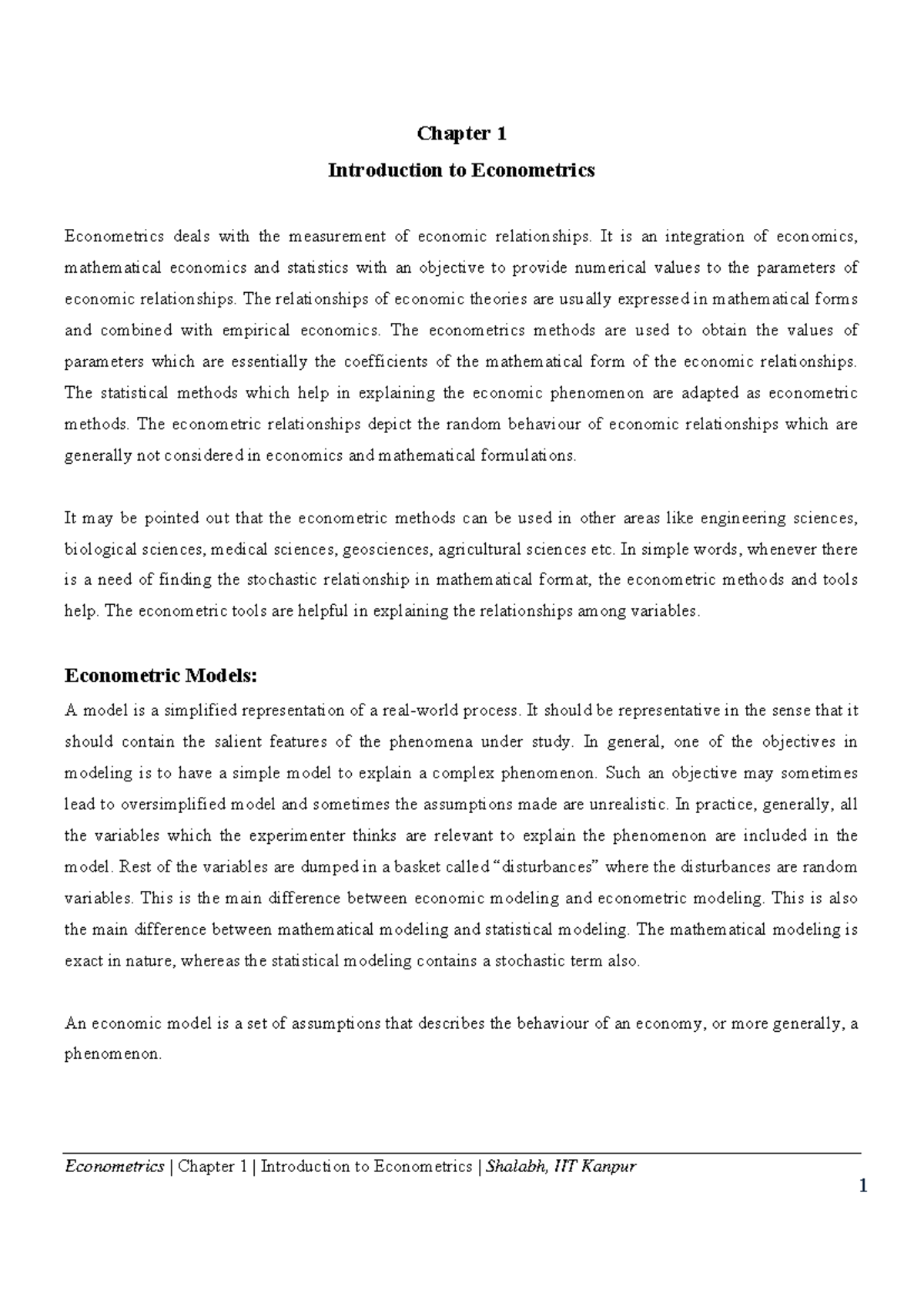 Ecometric noteshcjgxgfkhjvjcjvkbkbjpj - Econometrics | Chapter 1 ...