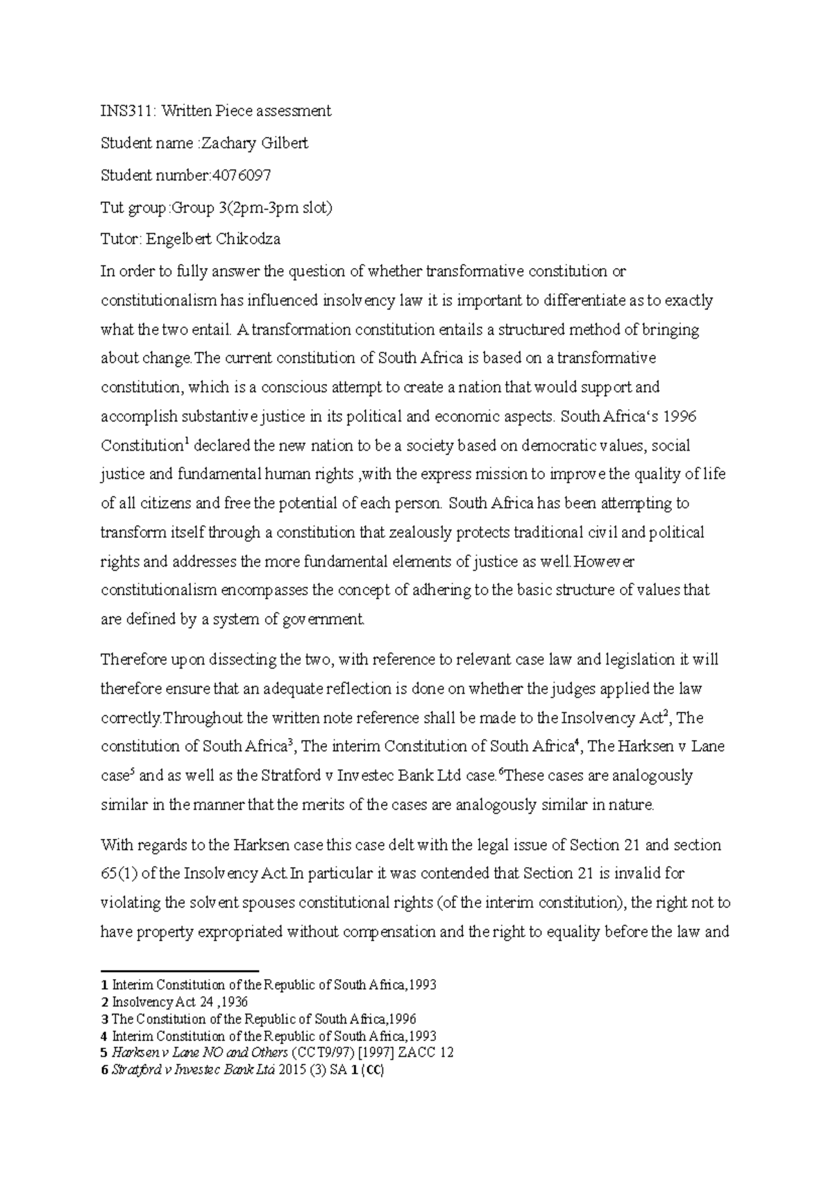 INS311 written piece( Zachary Gilbert 4076097) - INS311: Written Piece ...