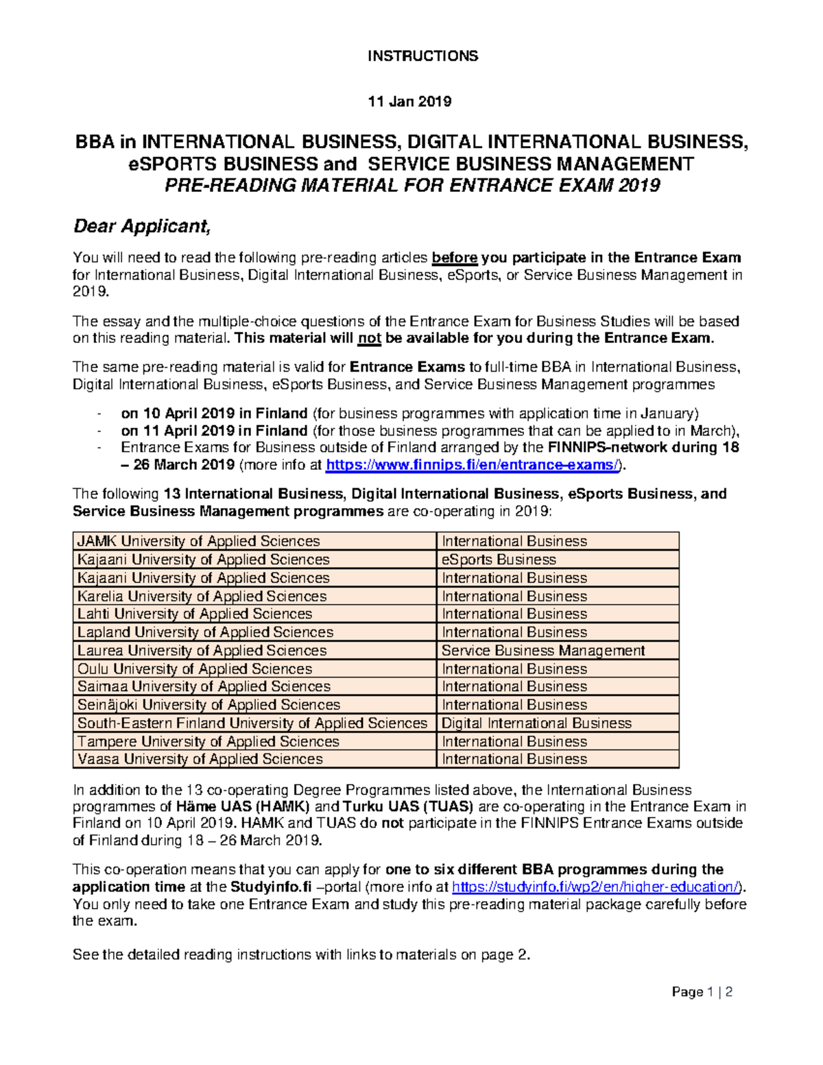 Pre-reading materials IB entrance exam 2019-1 - INSTRUCTIONS 11 Jan ...