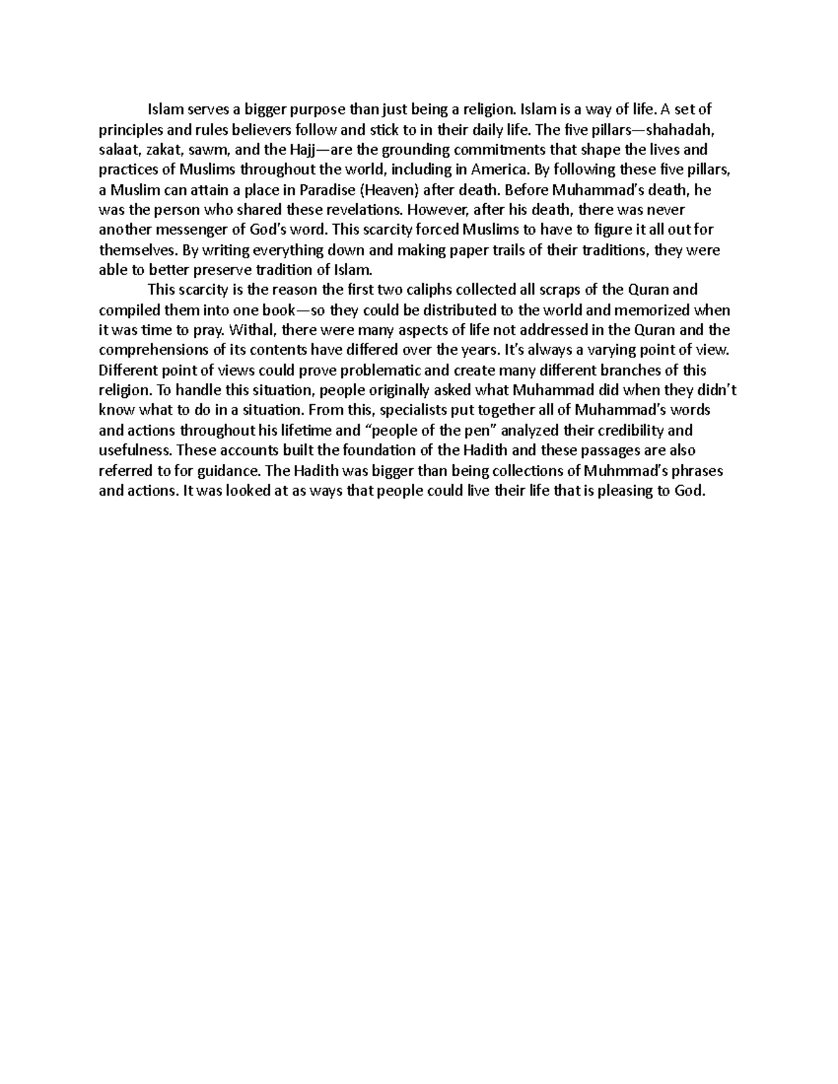 April 3 Reflection - Talks about Islam and the Qu'ran - Islam serves a ...