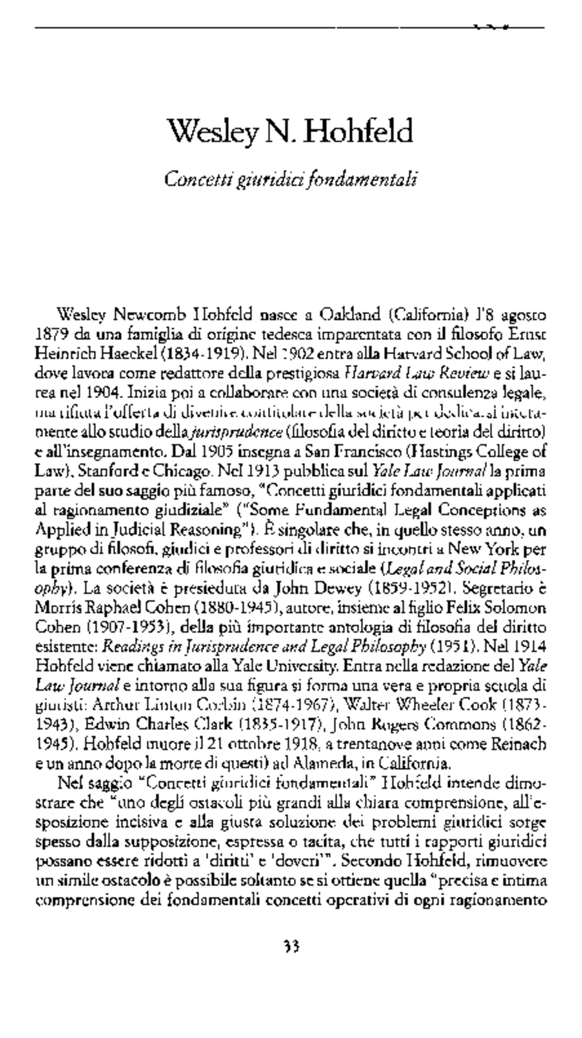 Wesley N. Hohfeld - concetti giuridici fondamentali - Filosofia del ...