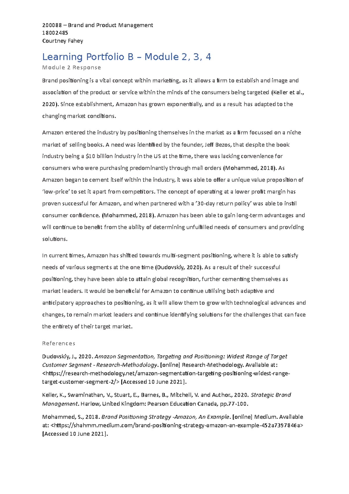 Learning Portfolio - Module 2 3 4 - 18002485 Courtney Fahey Learning ...