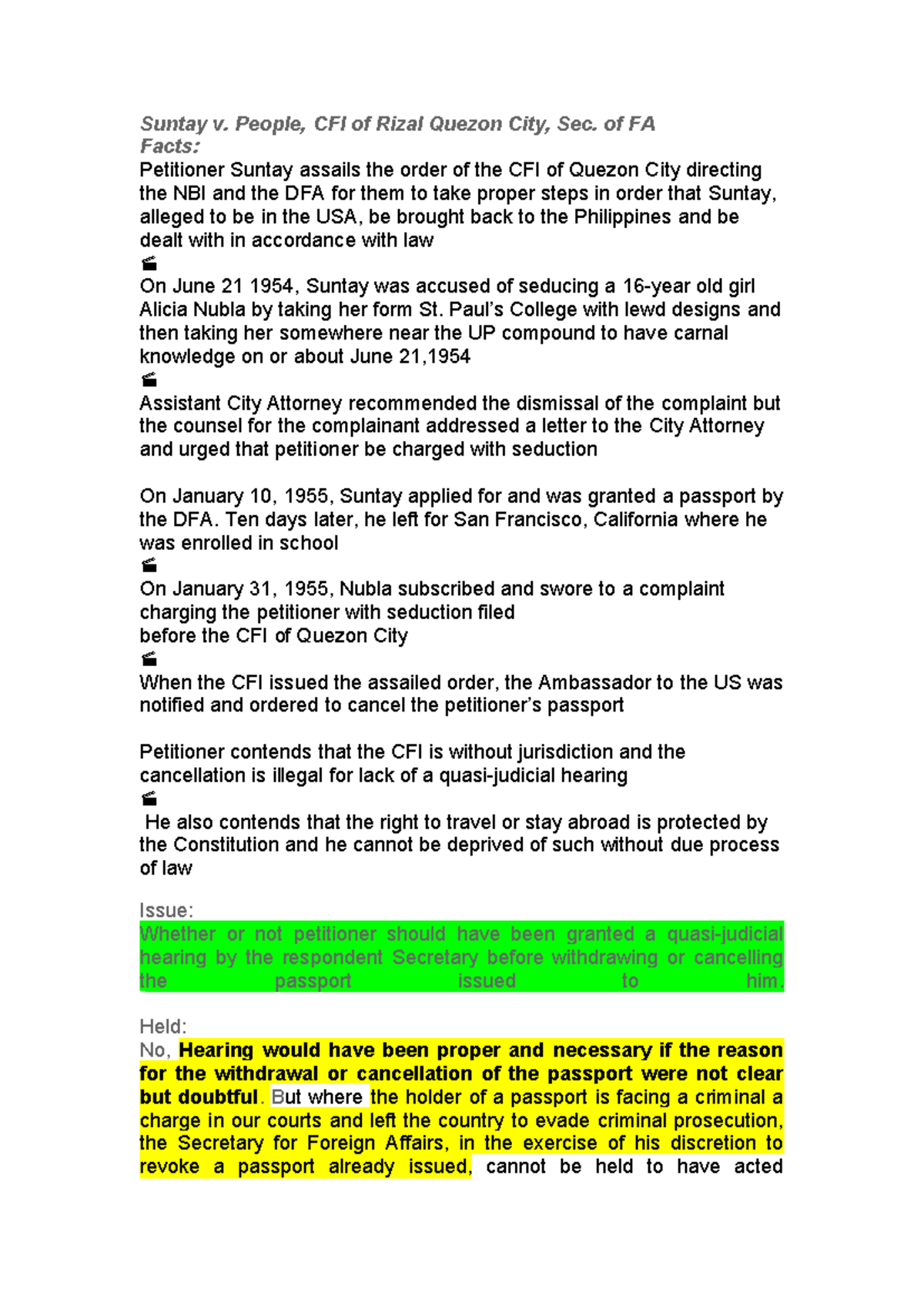 Suntay vs. People - Suntay v. People, CFI of Rizal Quezon City, Sec. of ...