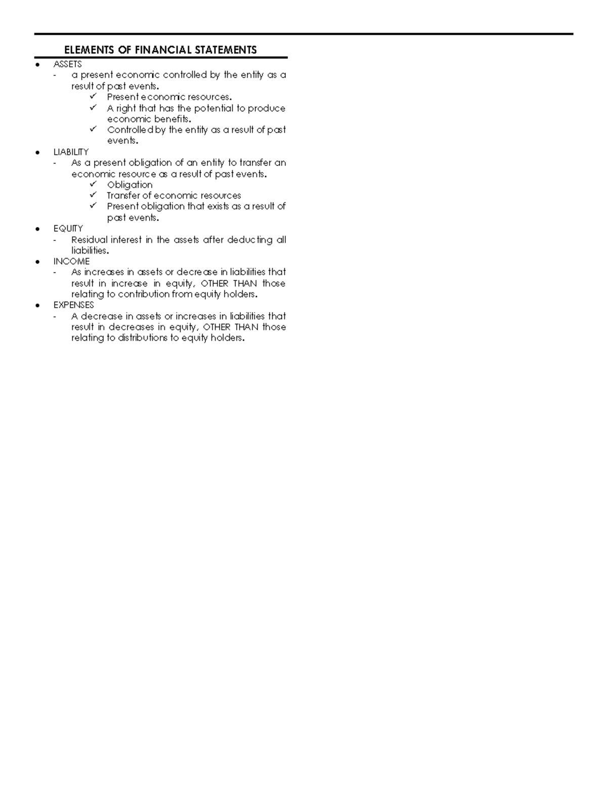 Elements of Financial Statements - ELEMENTS OF FINANCIAL STATEMENTS ...