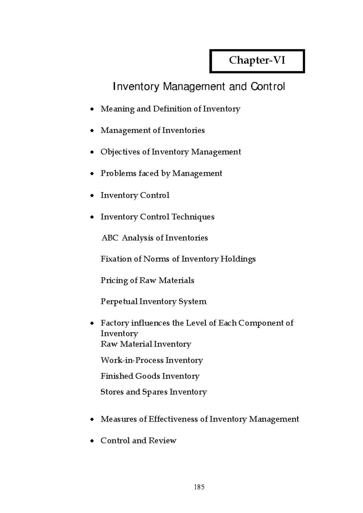 Management of inventory - Chapter-VI Inventory Management and Control ...