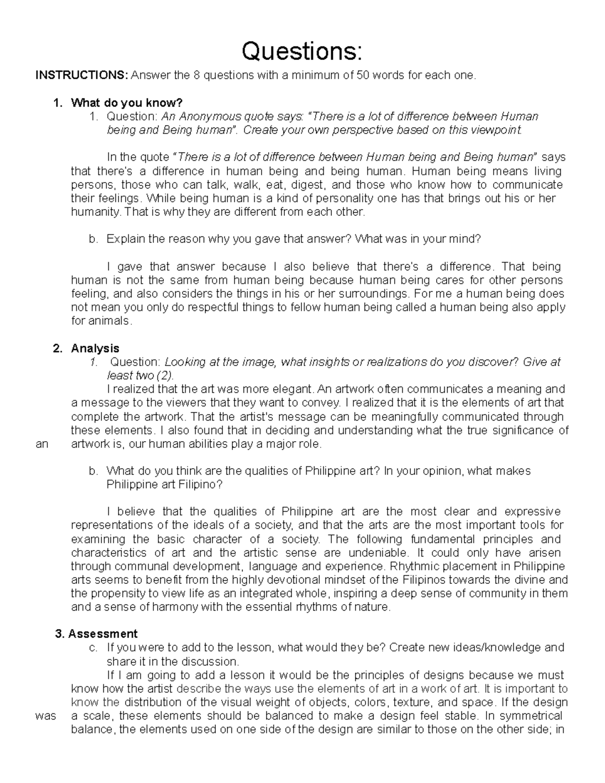 Question 2 - BSBA-Business Economics - Questions: INSTRUCTIONS: Answer ...