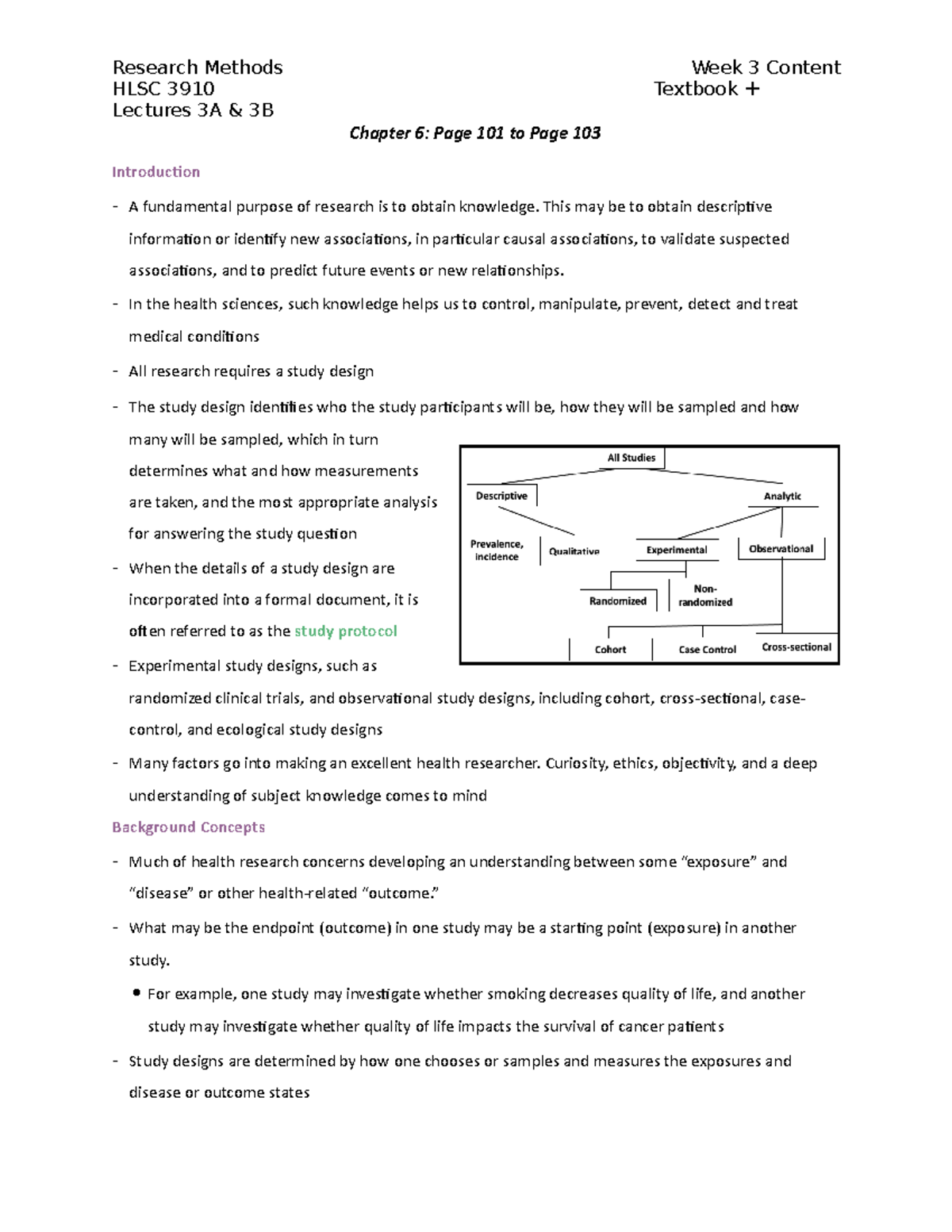 Research Methods, Week 3 Notes - HLSC 3910 Textbook + Lectures 3A & 3B ...