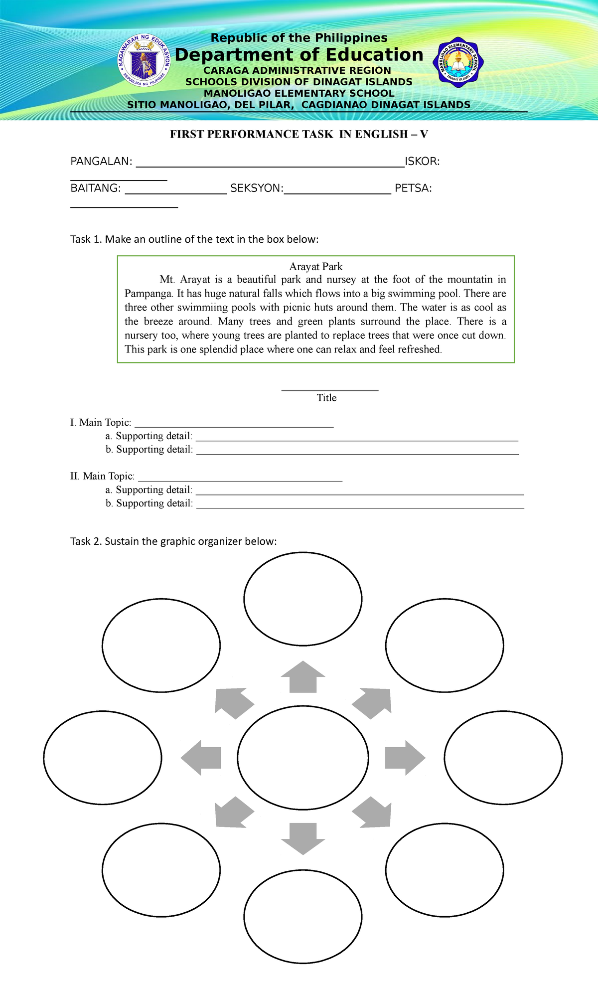 Grade 5 Performance Task in English Modules 1-3 - ways to prevent COVID- Republic of the ...
