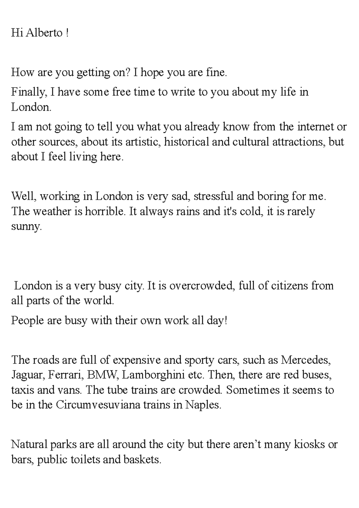 London - Descrizione di una città - Hi Alberto! How are you getting on ...