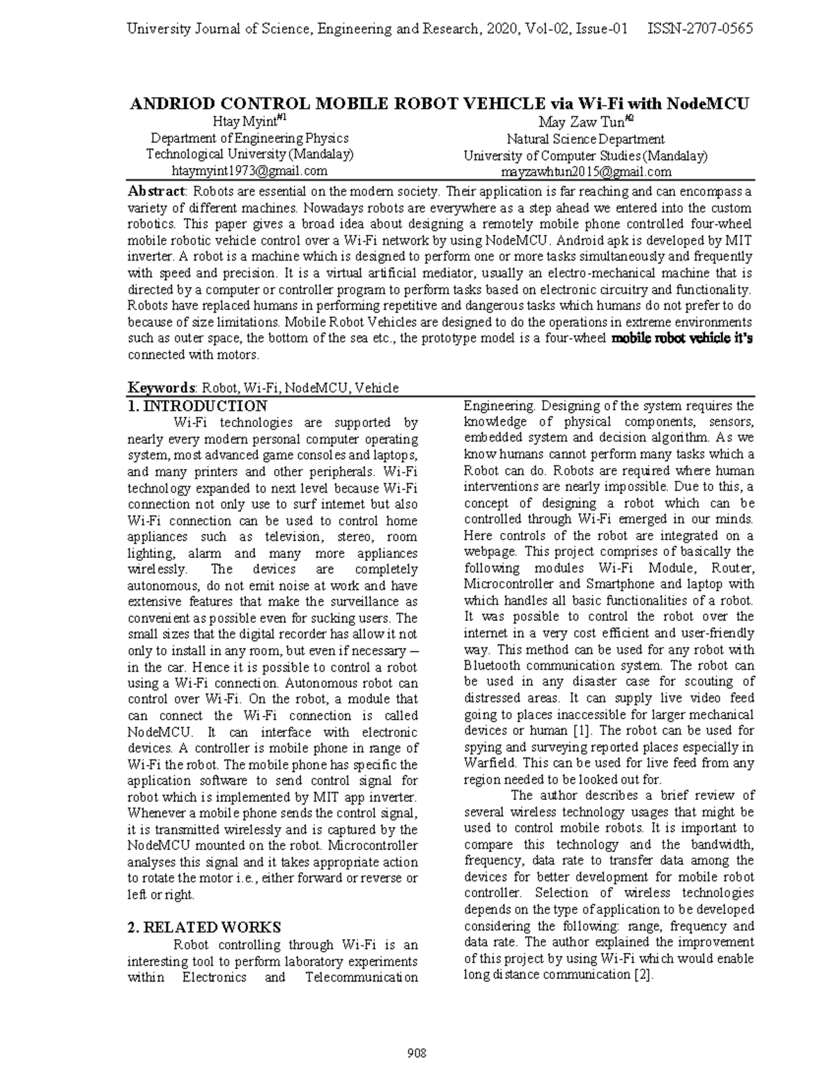 TU(Kyauk Se) - important - ANDRIOD CONTROL MOBILE ROBOT VEHICLE via Wi-Fi with NodeMCU Htay ...