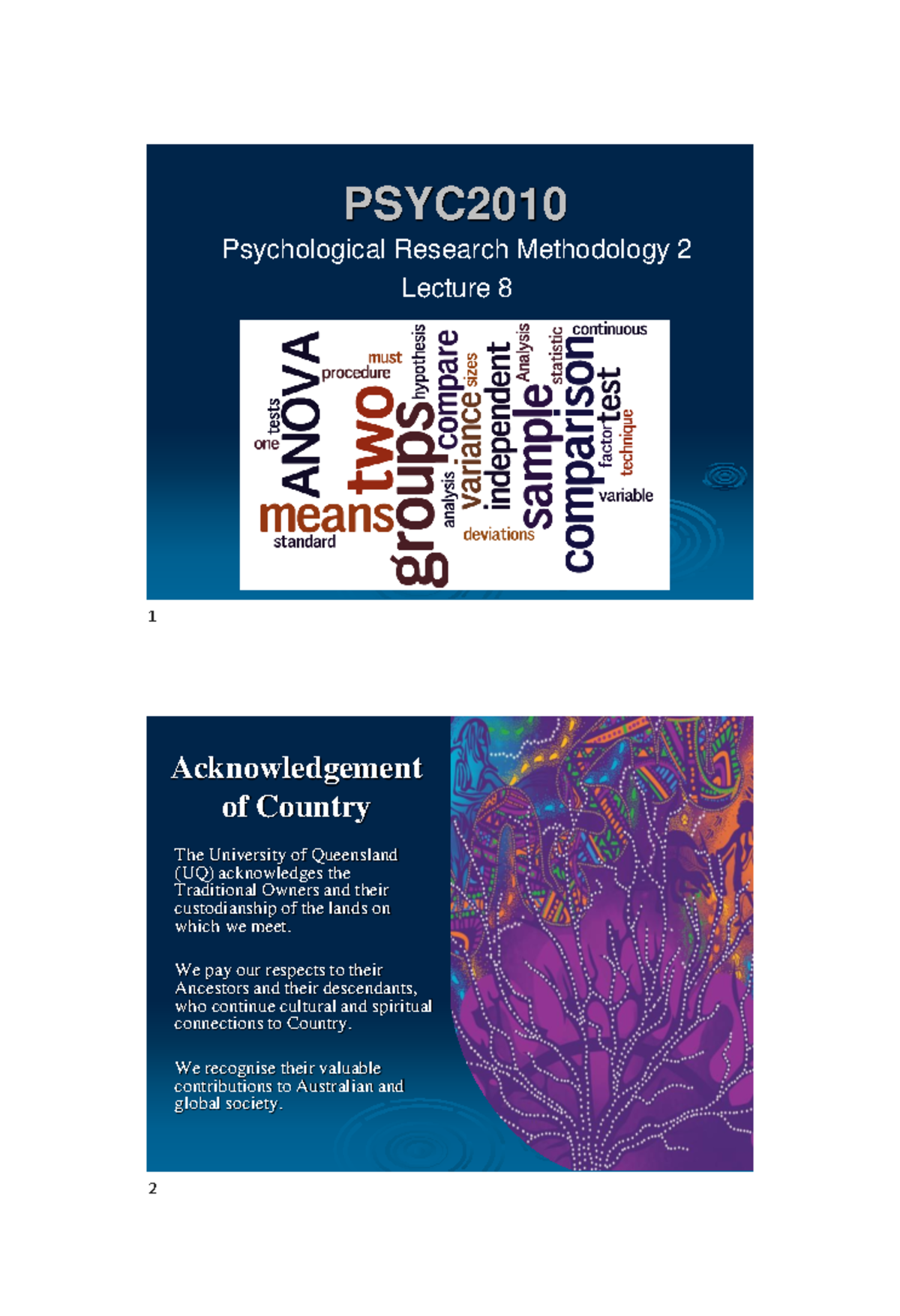 Lec 8 - Lecture slides - PSYC Psychological Research Methodology 2 ...