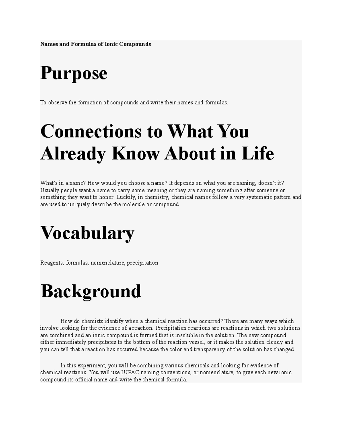 Names And Formulas Of Ionic Compounds Names And Formulas Of Ionic