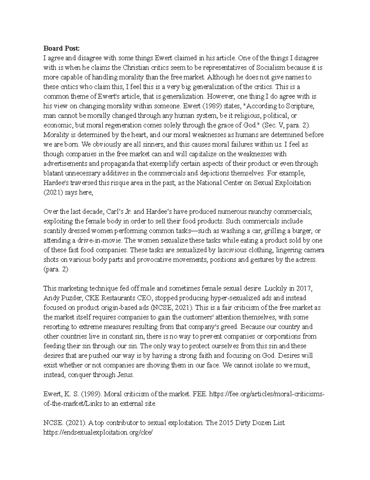 Discussion Thread Moral Criticisms of the Free Market - Board Post: I ...