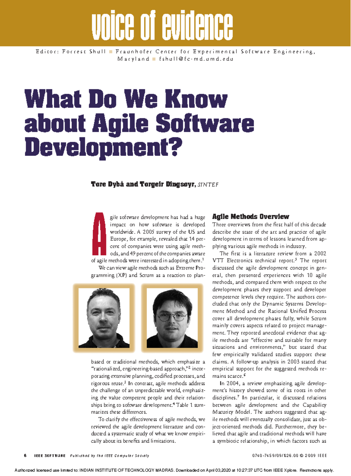 Agile -Reading - Summary Human relations - 6 I E E E S o f t w a r E P ...