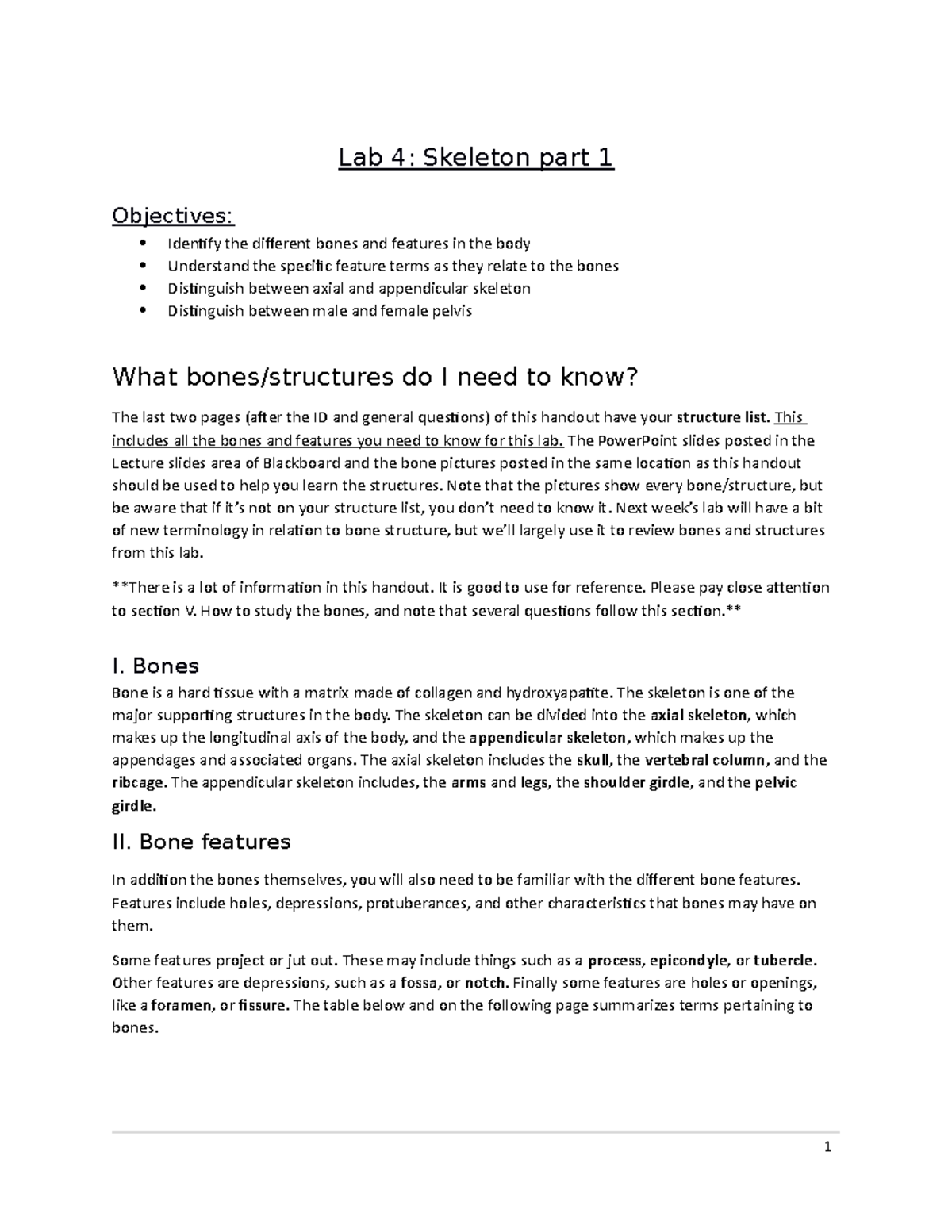 Lab 4 Skeleton 1 - Lab - Lab 4: Skeleton part 1 Objectives: Identify ...