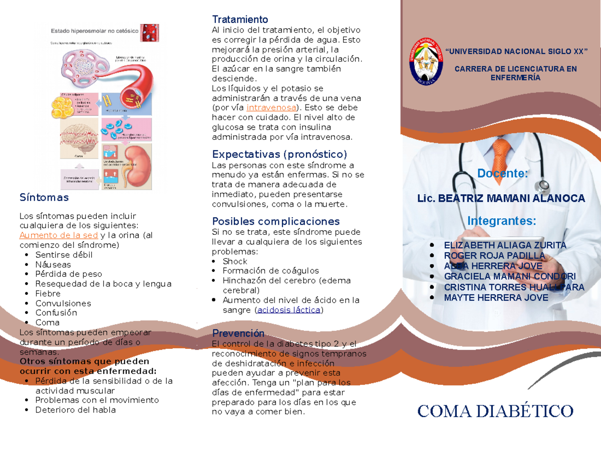 Coma diabetico - . Tratamiento Al inicio del tratamiento, el objetivo ...