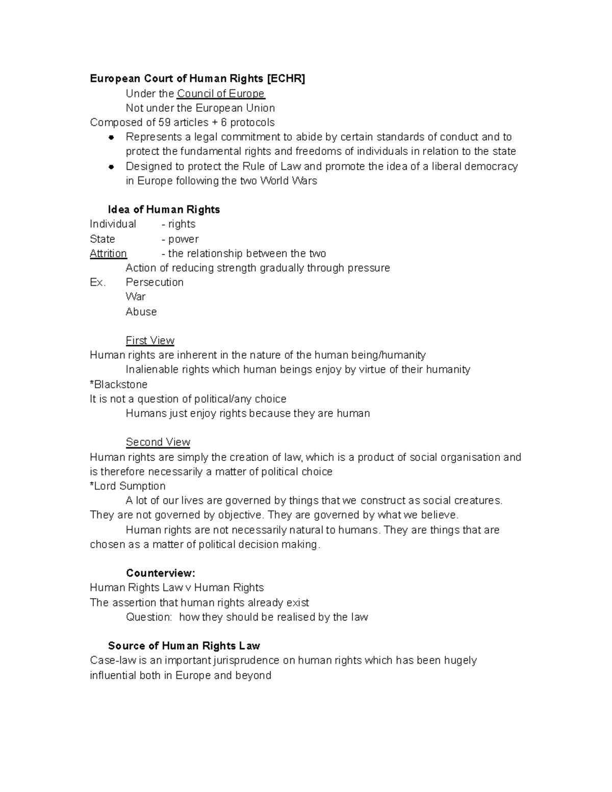 Public Law, ECHR - Lecture notes 15 - European Court of Human Rights ...