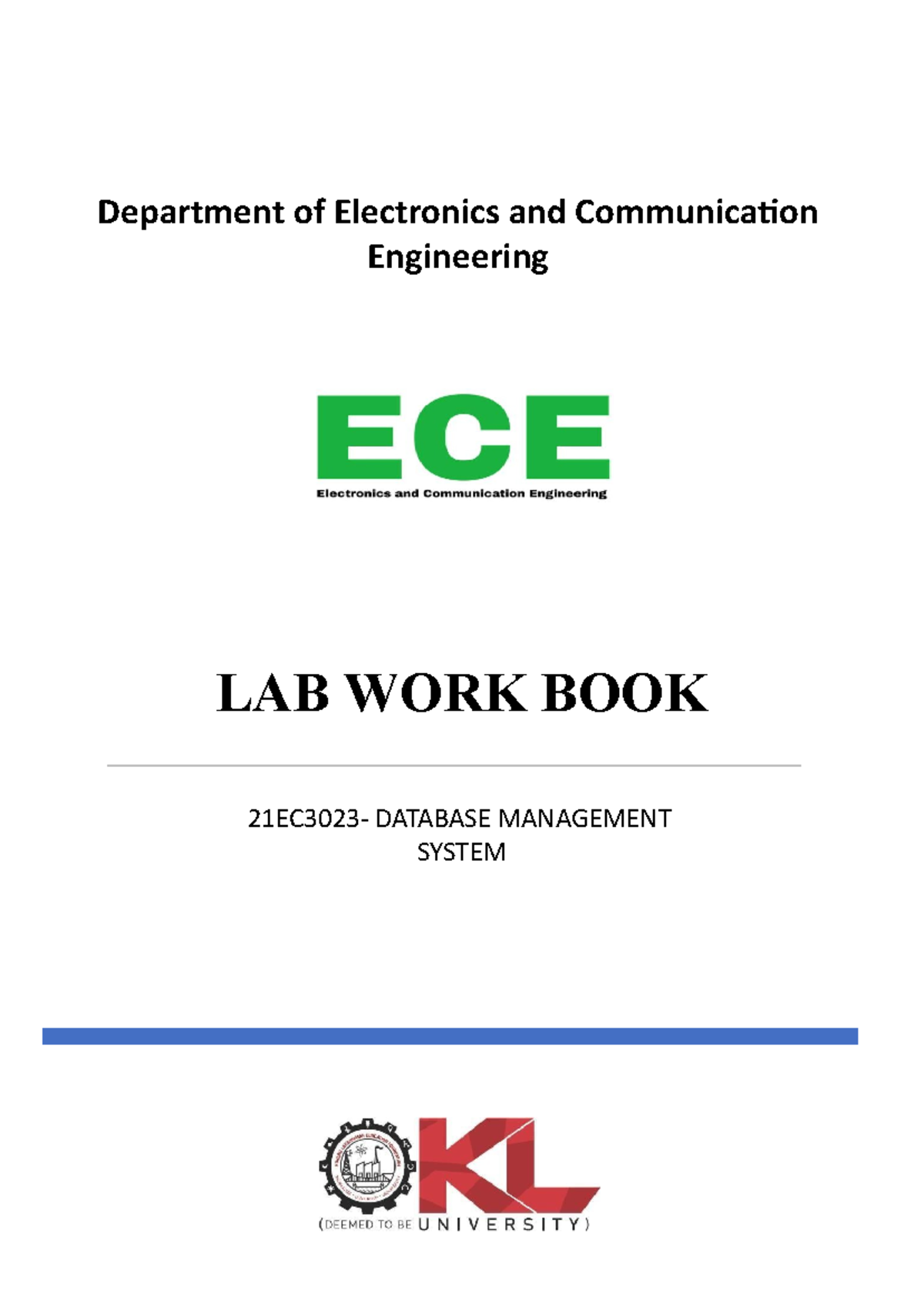 21EC3023 DBMS Lab Manual - Department of Electronics and Communication ...