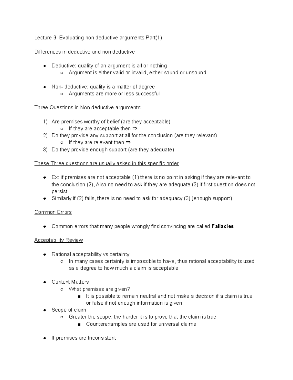 Phi Lecture Notes 9 And Onwards Lecture 9 Evaluating Non Deductive