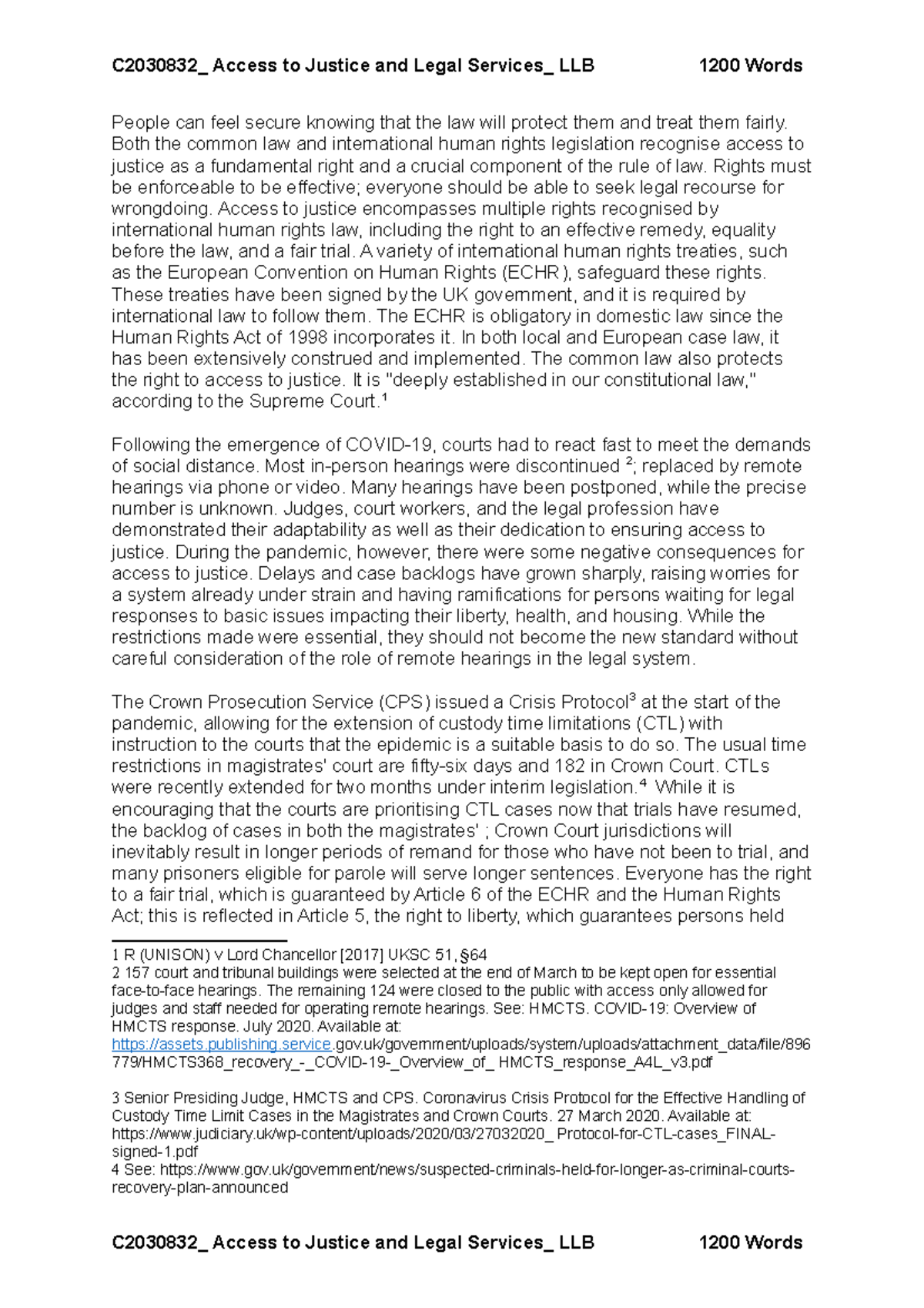 Access to Justice Coursework 22 - C2030832_ Access to Justice and Legal ...