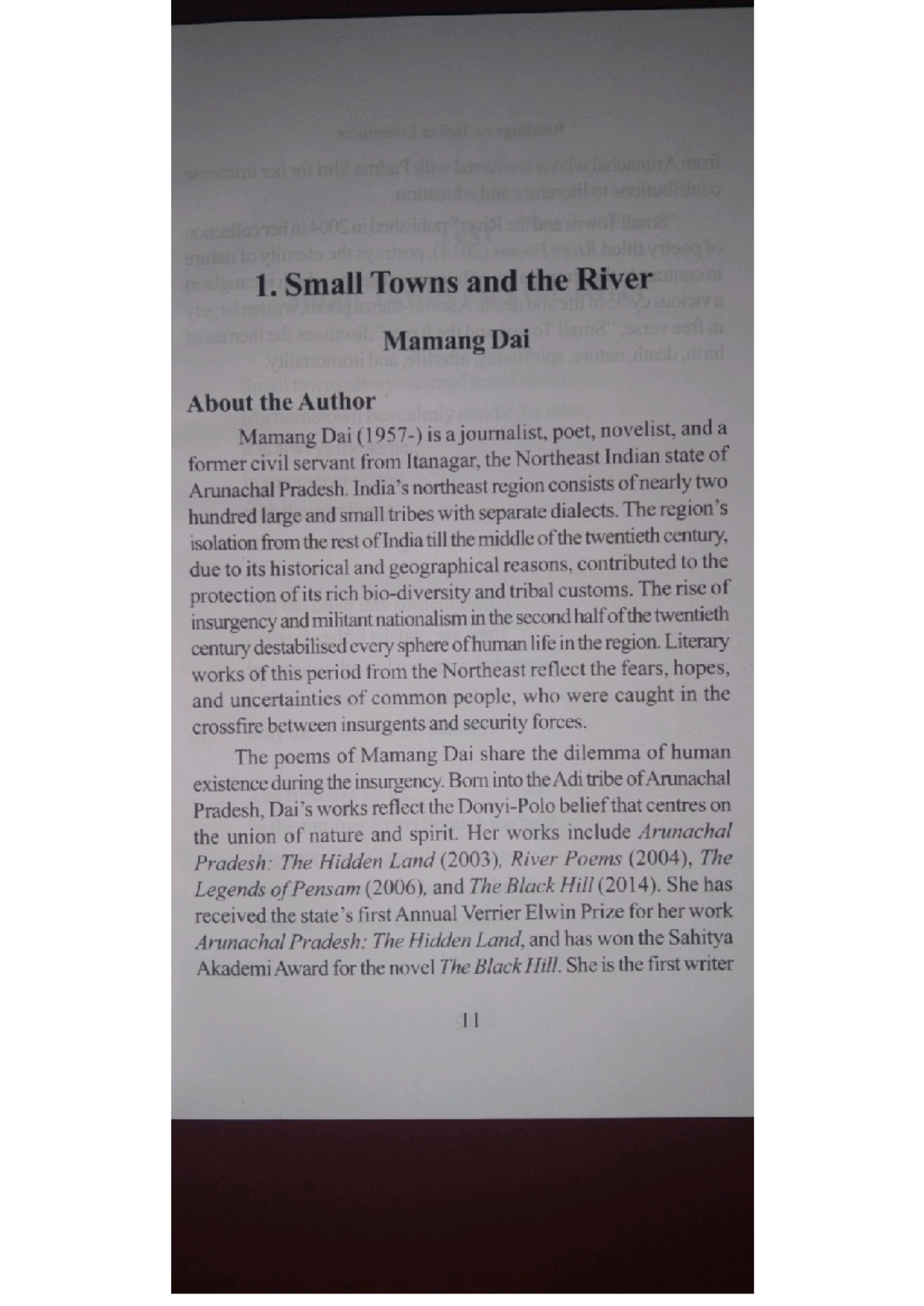 Small Towns and the River - 1. Small Towns and the River Mamang Dai ...