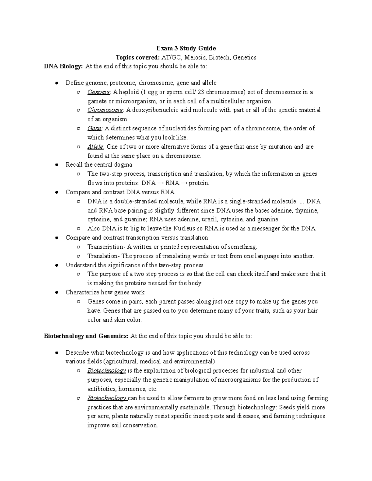 Bio Test 3 study guide - Introduction to biology for non-majors ...