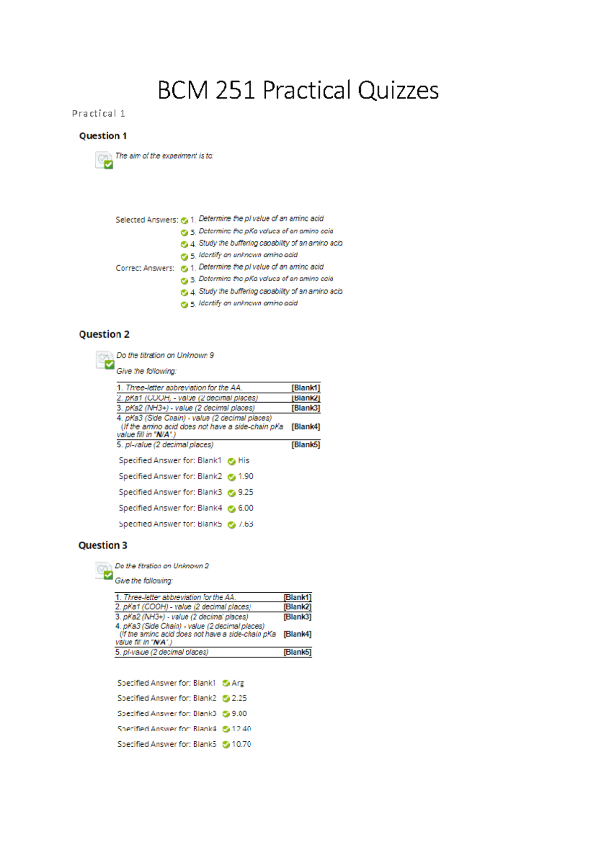 BCM 251 Practical Quizzes - BCM 251 - BCM 251 Practical Quizzes ...