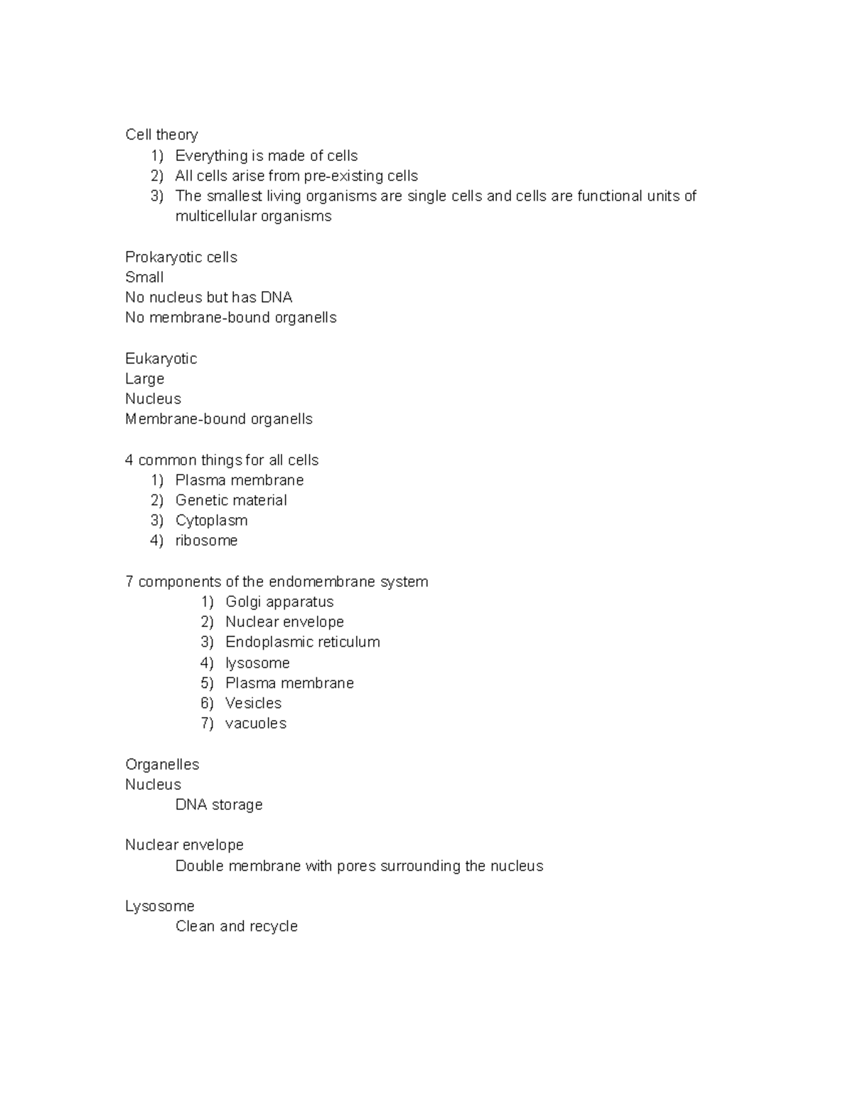 Tour of the cell bio notes - Cell theory 1) Everything is made of cells ...