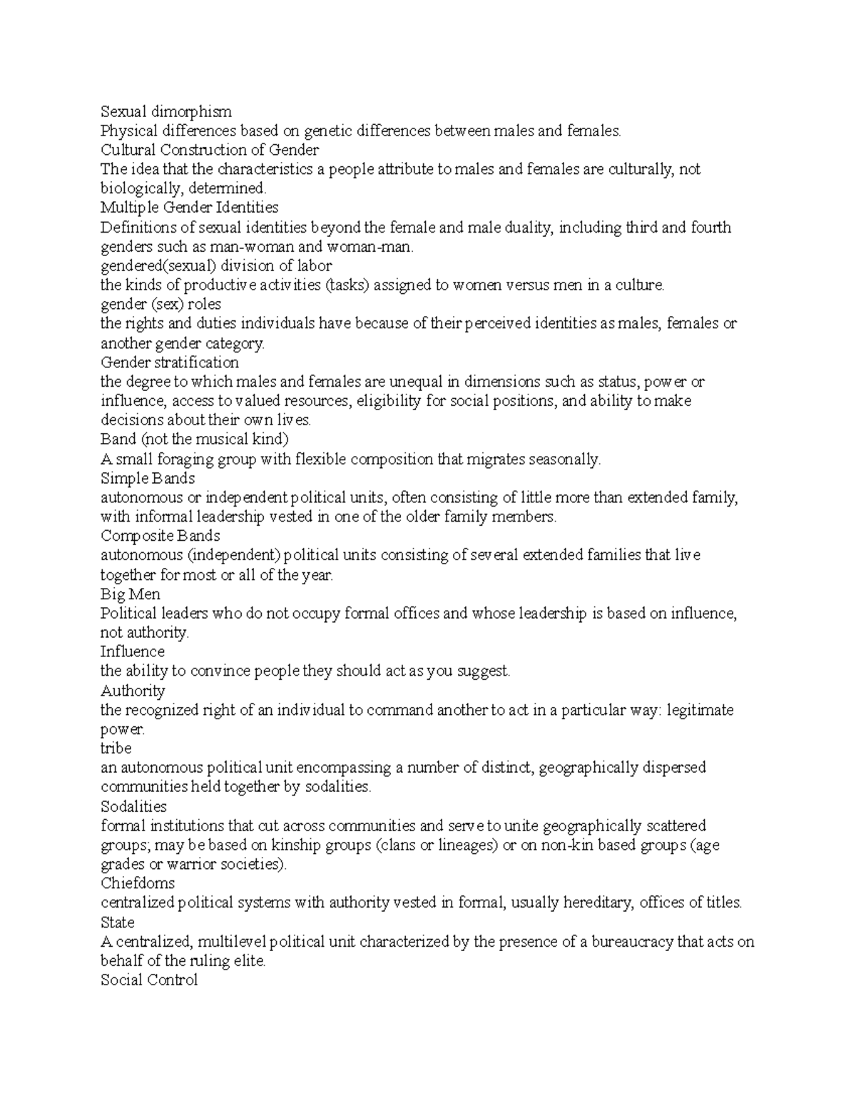 Ca 4 - notes - Sexual dimorphism Physical differences based on genetic ...