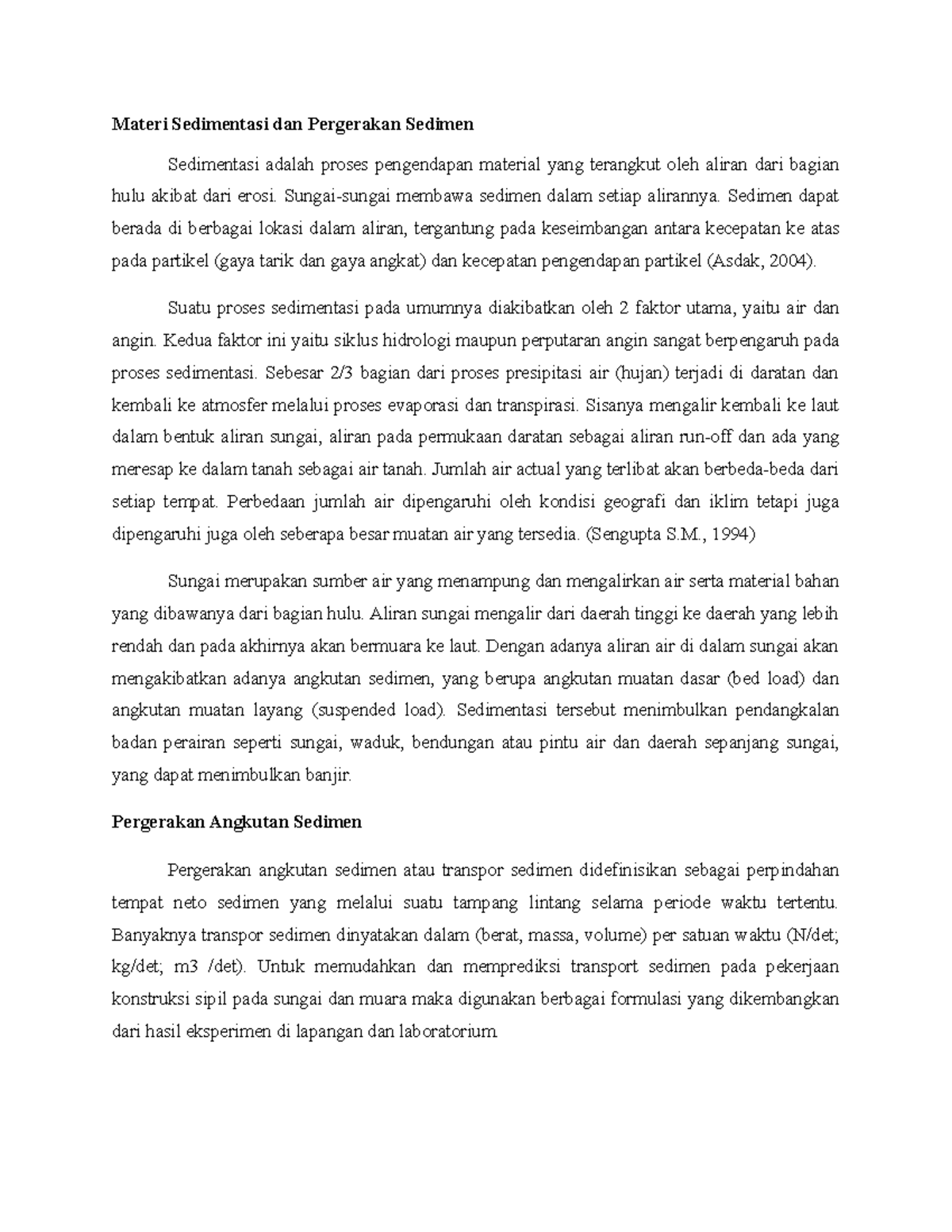 Materi Sedimentasi dan Pergerakan Sedimen - Materi Sedimentasi dan ...