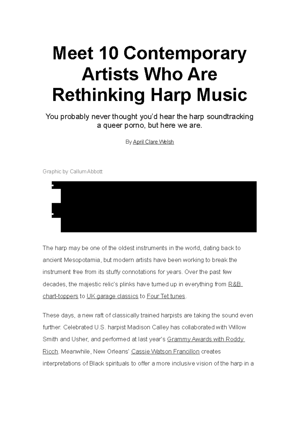 Meet 10 Contemporary Artists Who Are Rethinking Harp Music - Meet 10 ...
