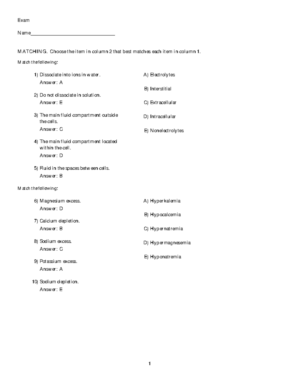 Chapter 26 - Exam Name___________________________________ MATCHING ...