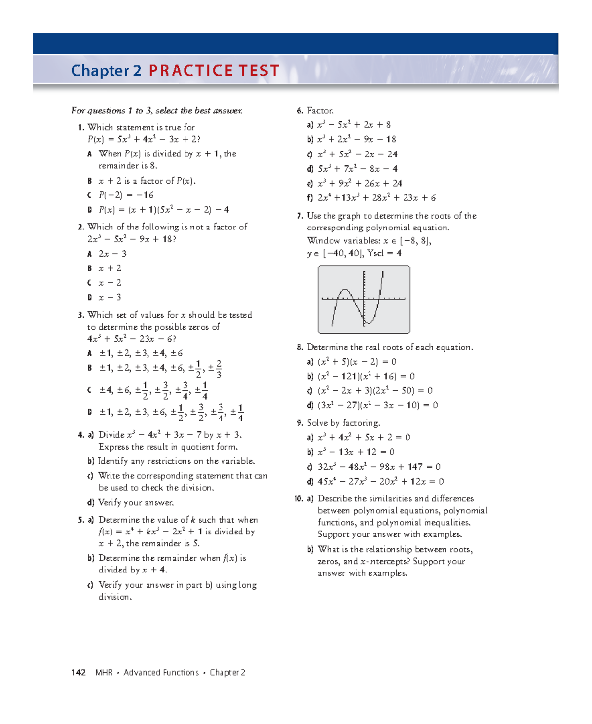 Chapter 2 Practice Test - Chapter 2 P R AC T I C E T E S T For ...